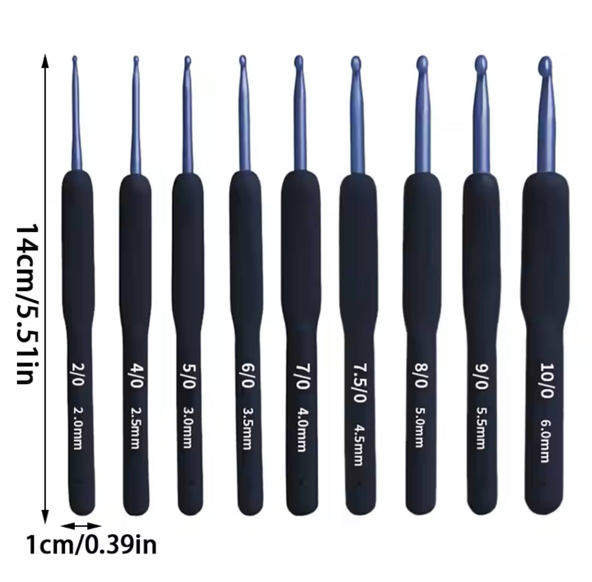 Blue Soft Shank Rubber Grip Crochet Hook Set - Limited Edition – Al ...