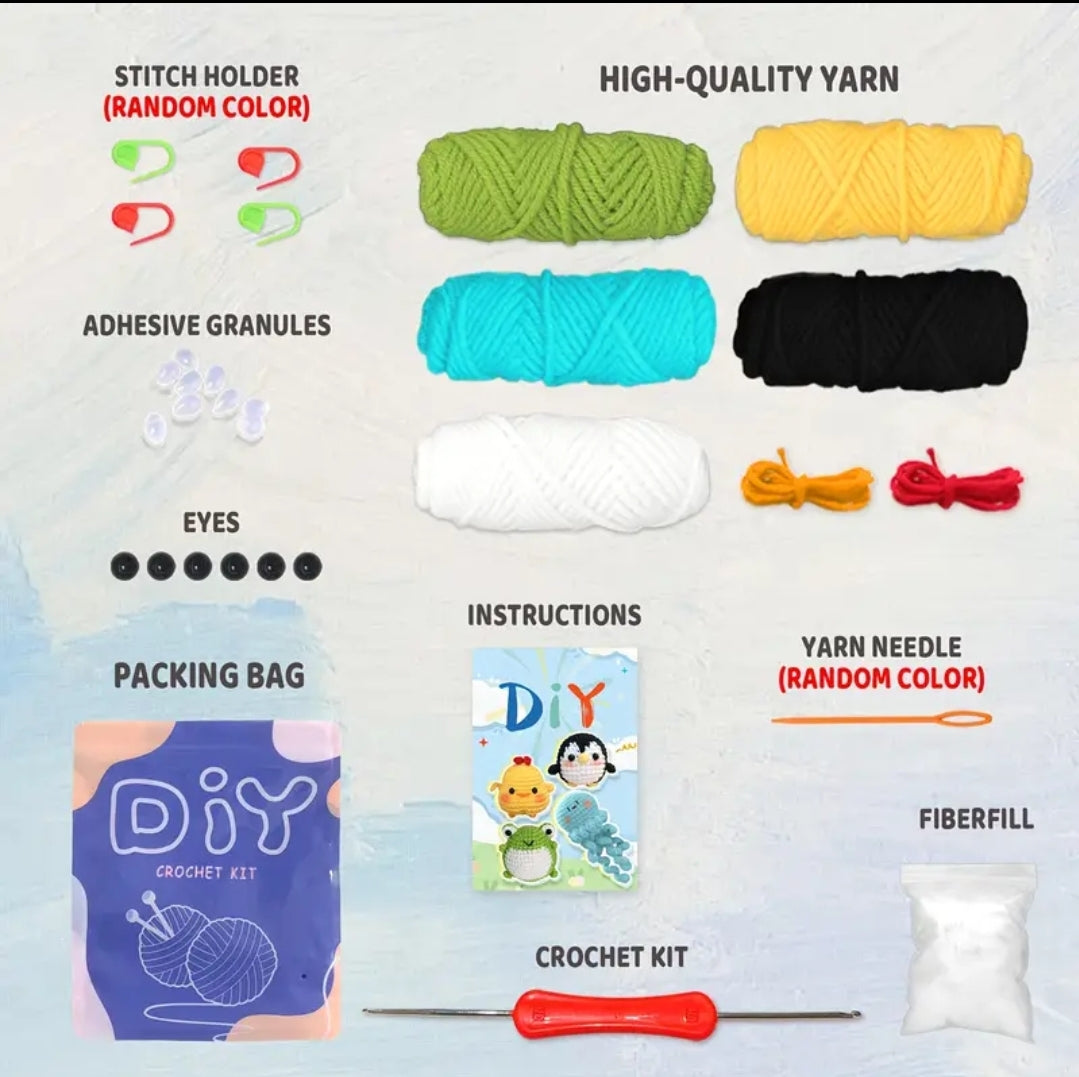 4pc Animal Crochet Kit for Beginners - All-in-One Complete Crochet Set ...