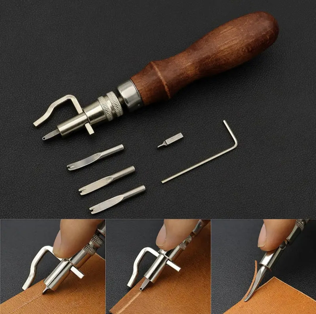 1set 7-in-1 Leathercraft Tools Kit with Adjustable Pro Stitching Groov ...