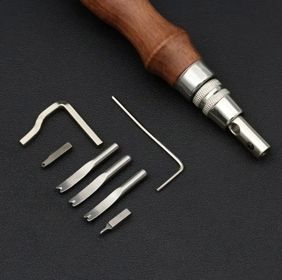 1set 7-in-1 Leathercraft Tools Kit with Adjustable Pro Stitching Groov ...